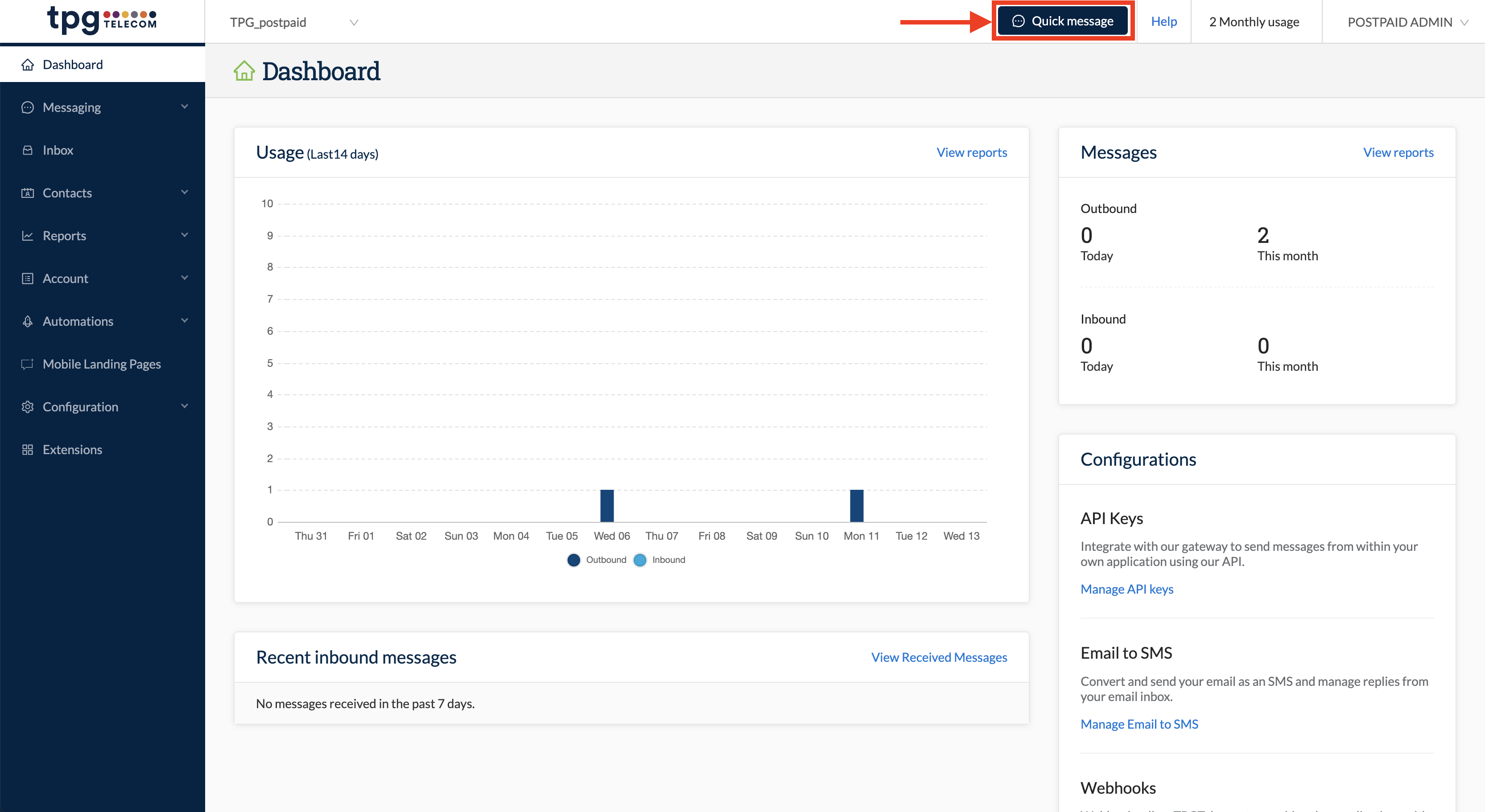 Basic Message Sending Tpg Telecom Messaging Hub