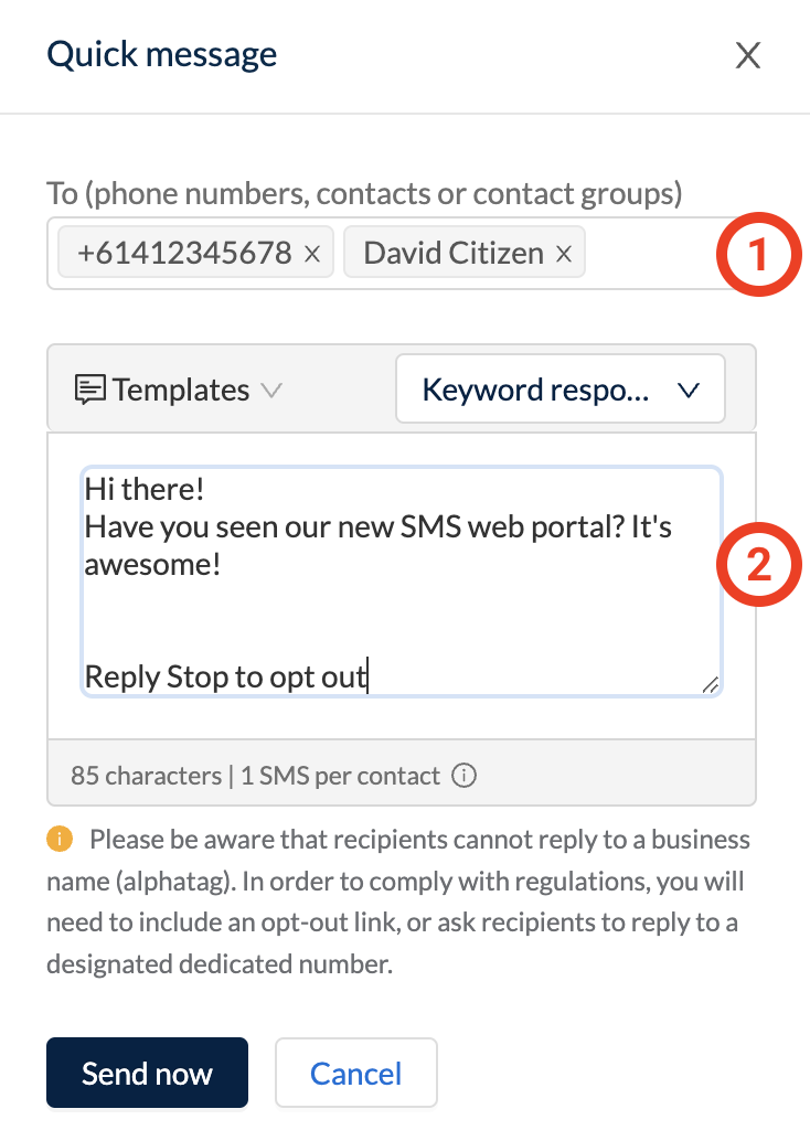 Basic Message Sending – TPG Telecom Messaging Hub