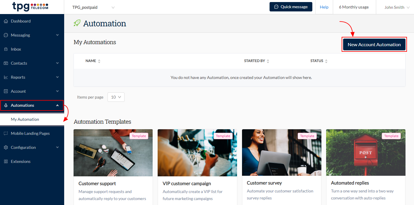 How To Create A Multi Part Automated Conversation In The Messaging Hub Tpg Telecom Messaging Hub
