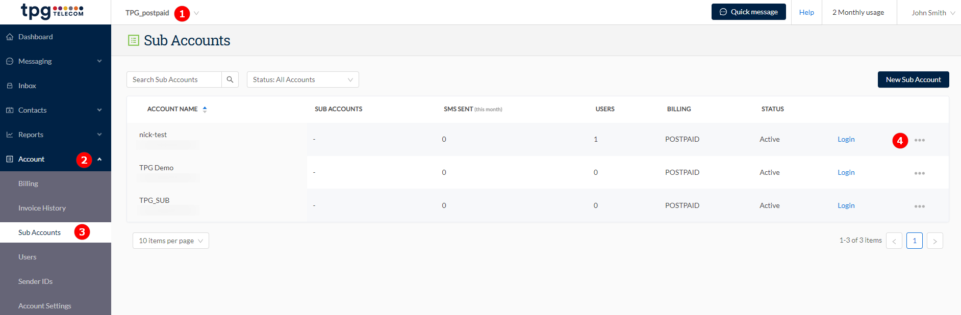 How do I deactivate a sub-account? – TPG Telecom Messaging Hub