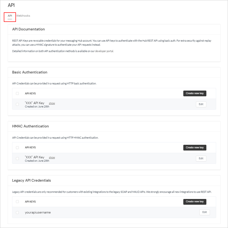 Managing Existing Api Credentials Tpg Telecom Messaging Hub