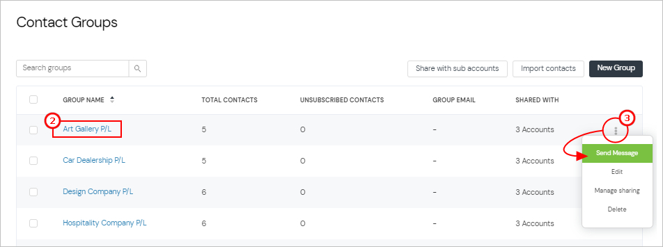 Sending Messages from your Contact Lists (All Contacts & Contact Groups ...